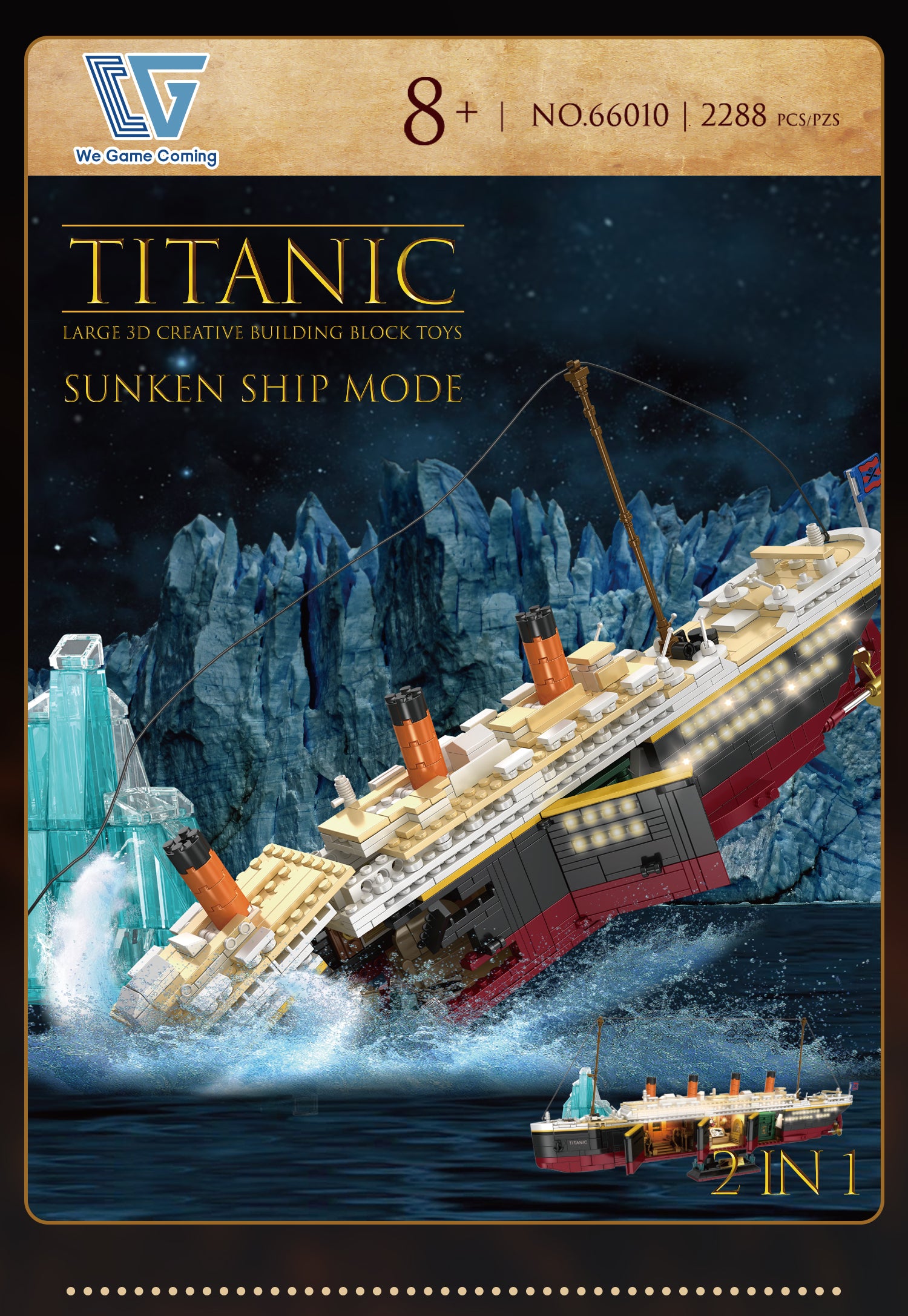 2288PCS Titanic Building Set Big Boat Block Model Set With Light Strip ...